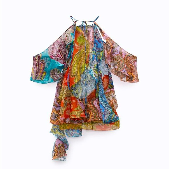 Zara | Tops | Zara Ruffled Patchwork Top | Poshmark